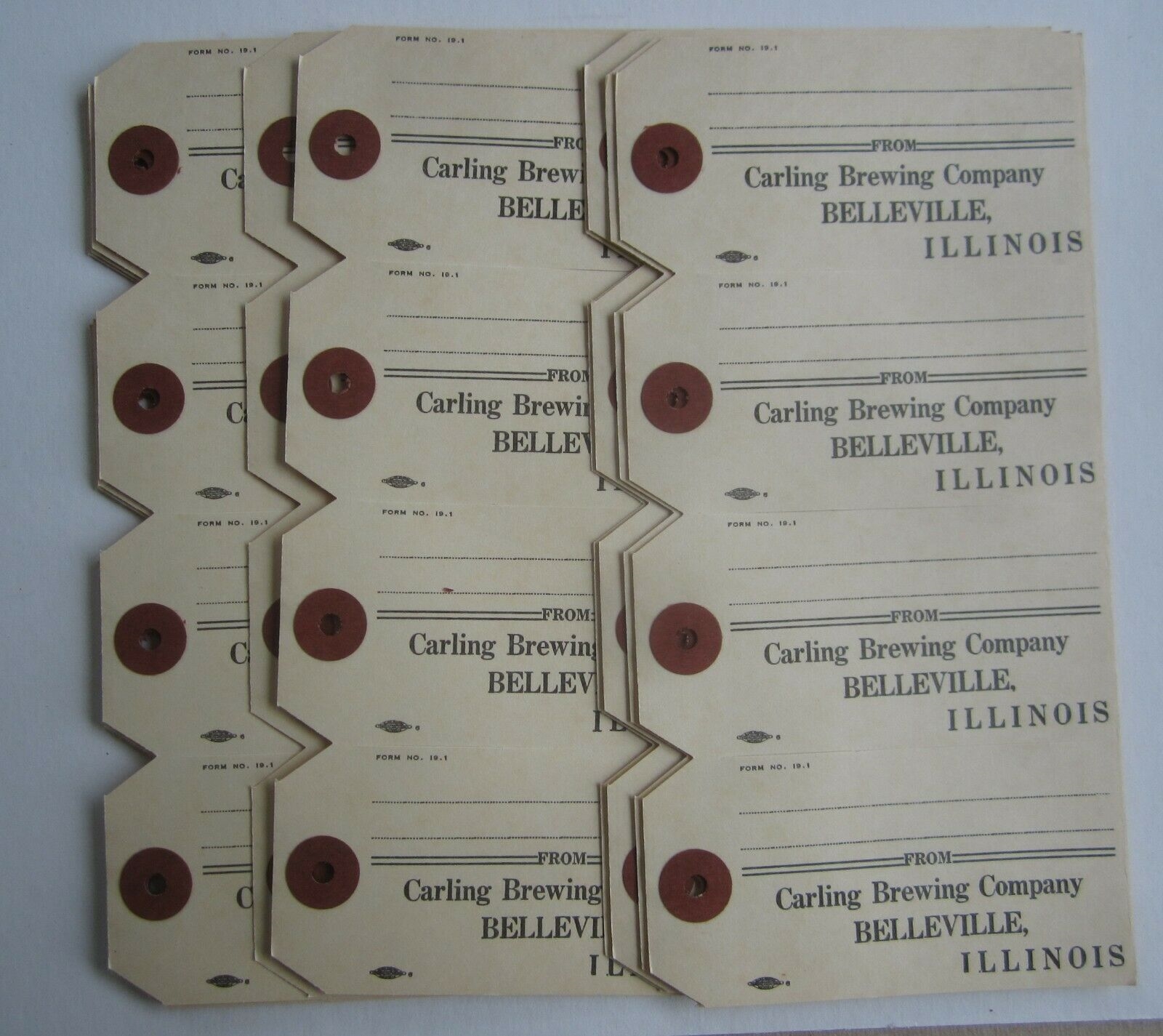 Lot of 40 Old Vintage - CARLING BREWING COMPANY - SHIPPING TAGS - ILL.