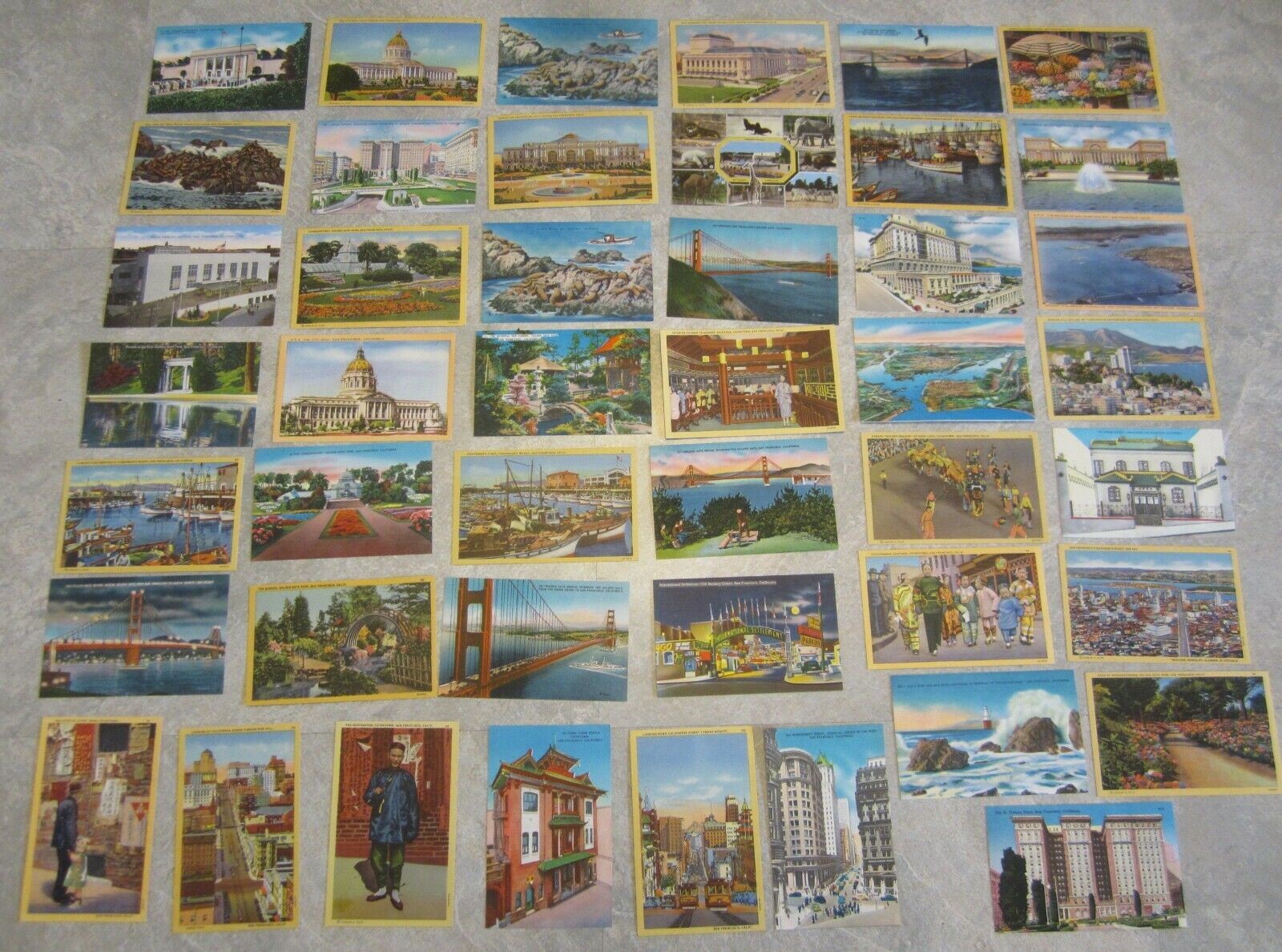 Lot of 45 Old Vintage 1940's - SAN FRANCISCO - CALIFORNIA - Linen POSTCARDS