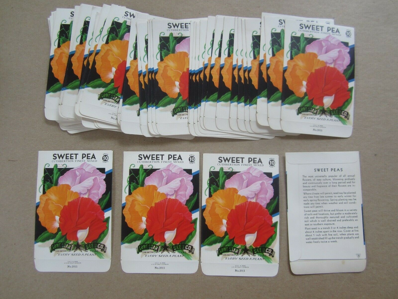 Wholesale Lot of 50 Old Vintage 1950's SWEET PEA - Flower SEED PACKETS ...