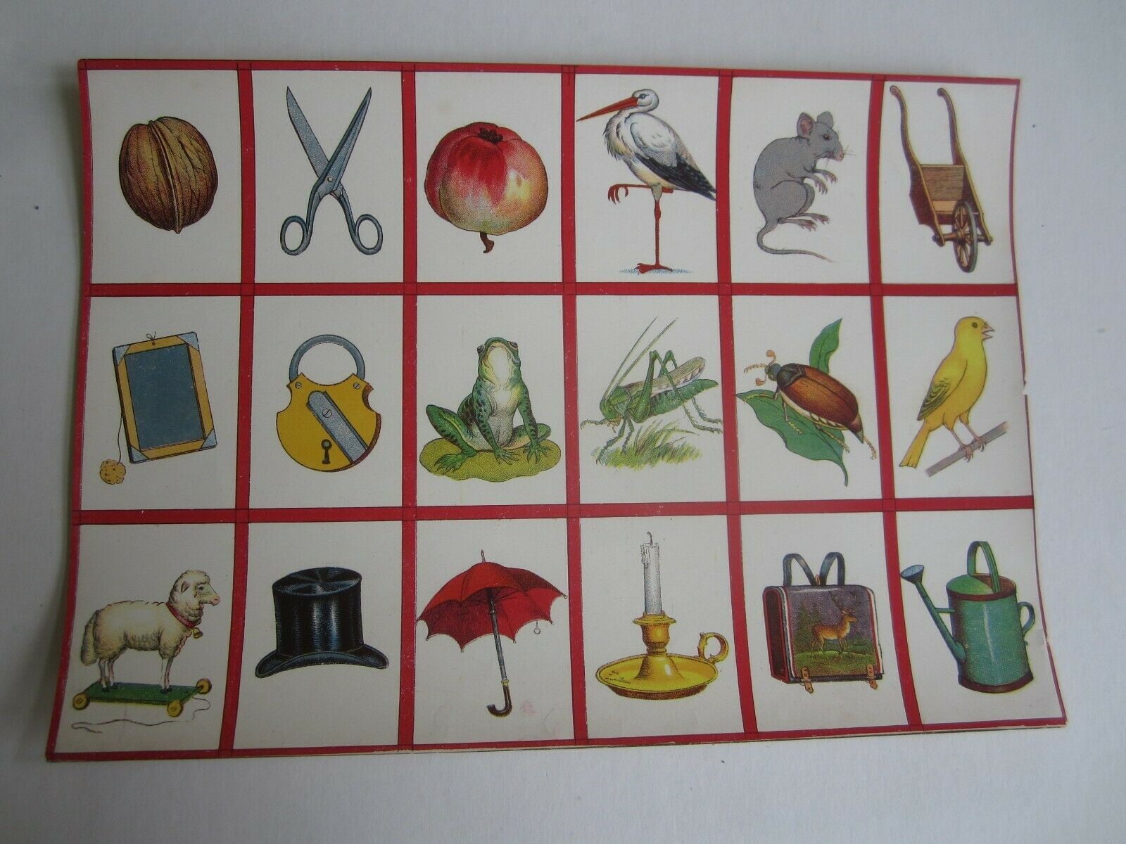 Old c.1900 Antique - French Game PRINT - Household Objects/ Animals ...