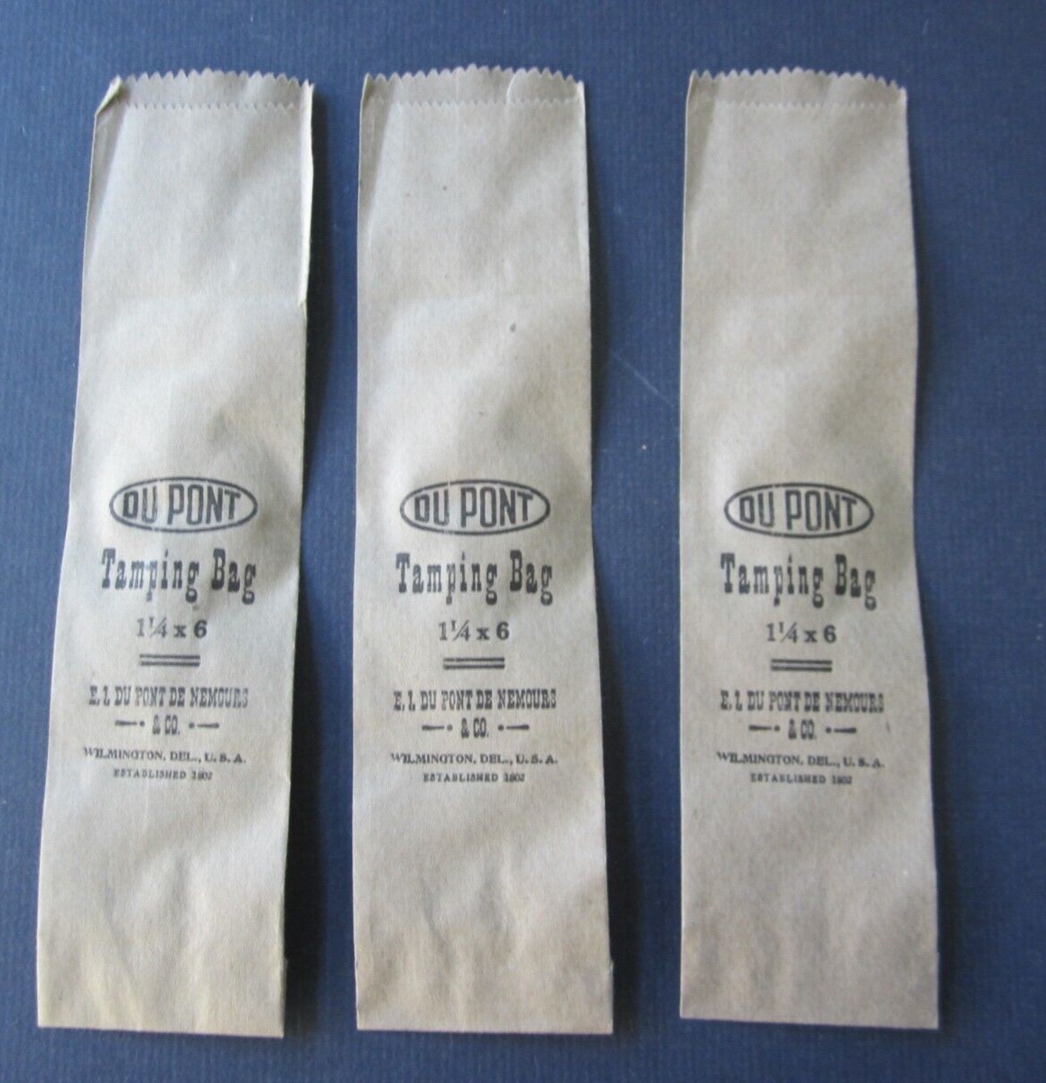 Lot of 3 Old Vintage - DU PONT - DYNAMITE - Tamping Bags - MINING